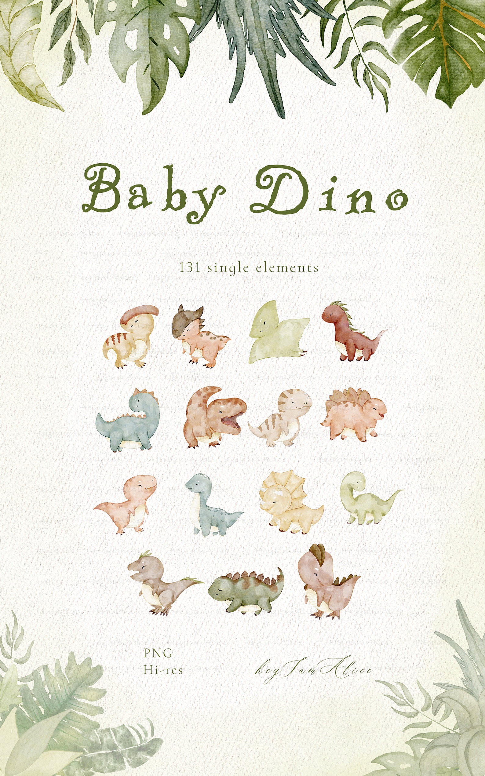 Baby Dinosaurs Watercolour Clipart Cute Dinosaurs Dino - Etsy