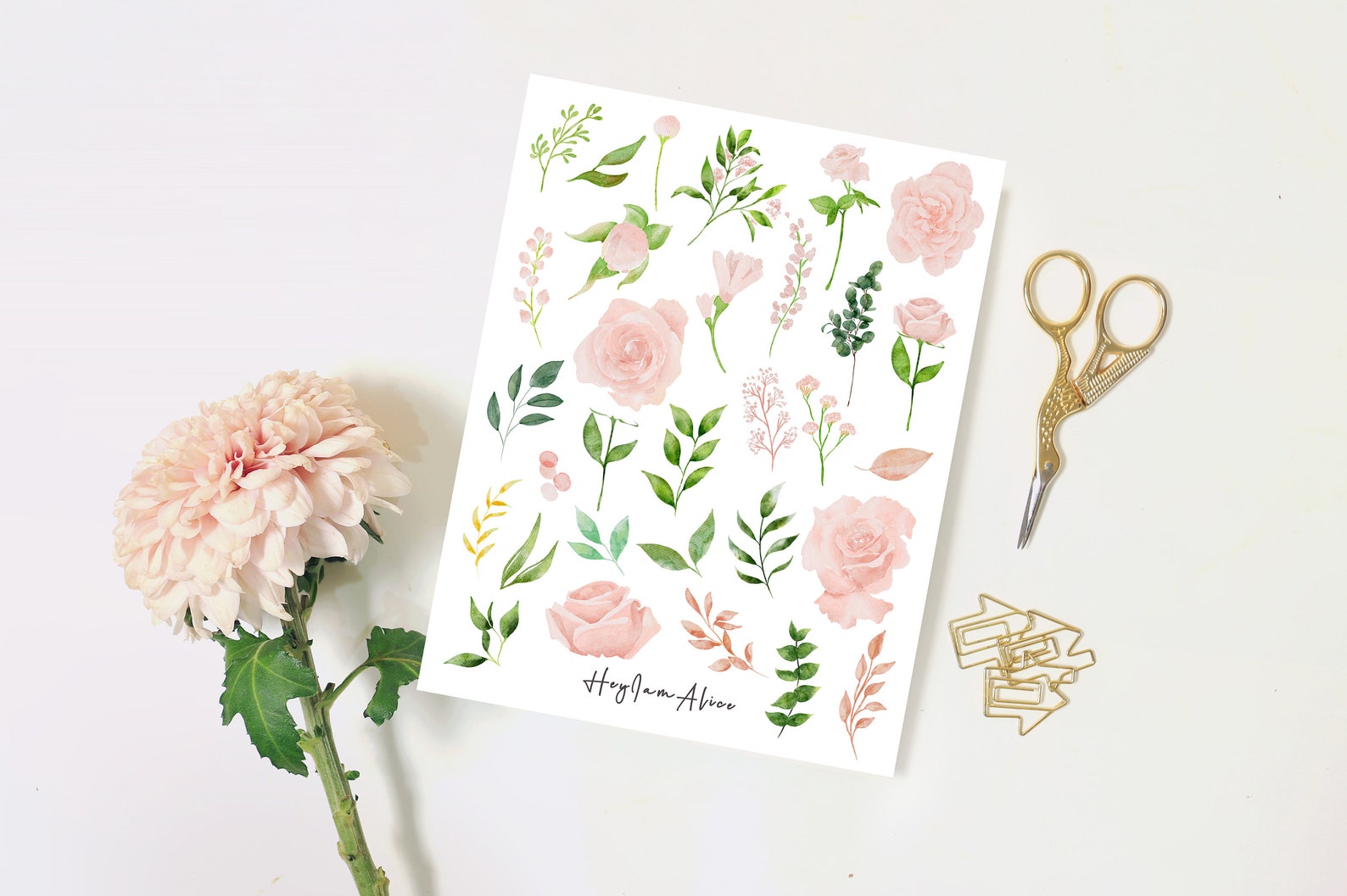 Pink Blush Digital Sticker Printable Sticker Sheet | Etsy