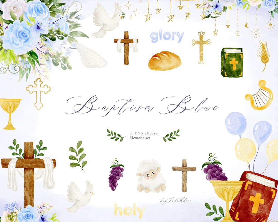 Baptism Clipart, Floral Cross Graphic PNG, First Communion Clipart ...