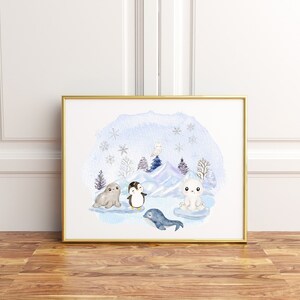 Arctic Animal Watercolor Clipart, Winter Holiday Graphic, Baby Polar ...