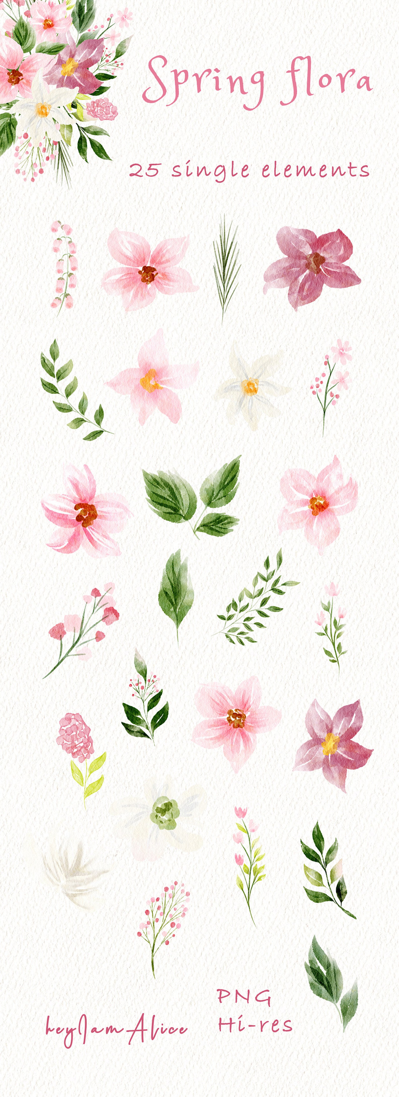 Pink Purple Flower Watercolor Clipart Soft Pink Floral PNG - Etsy