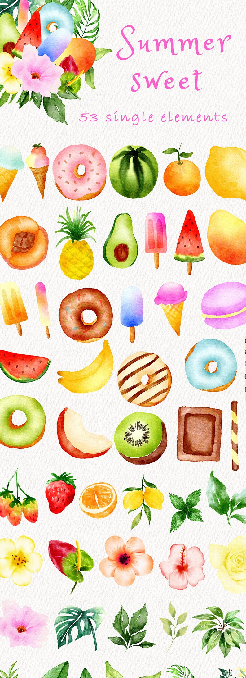 Dessert Watercolor Clipart Summer Drink Clipart FREE - Etsy