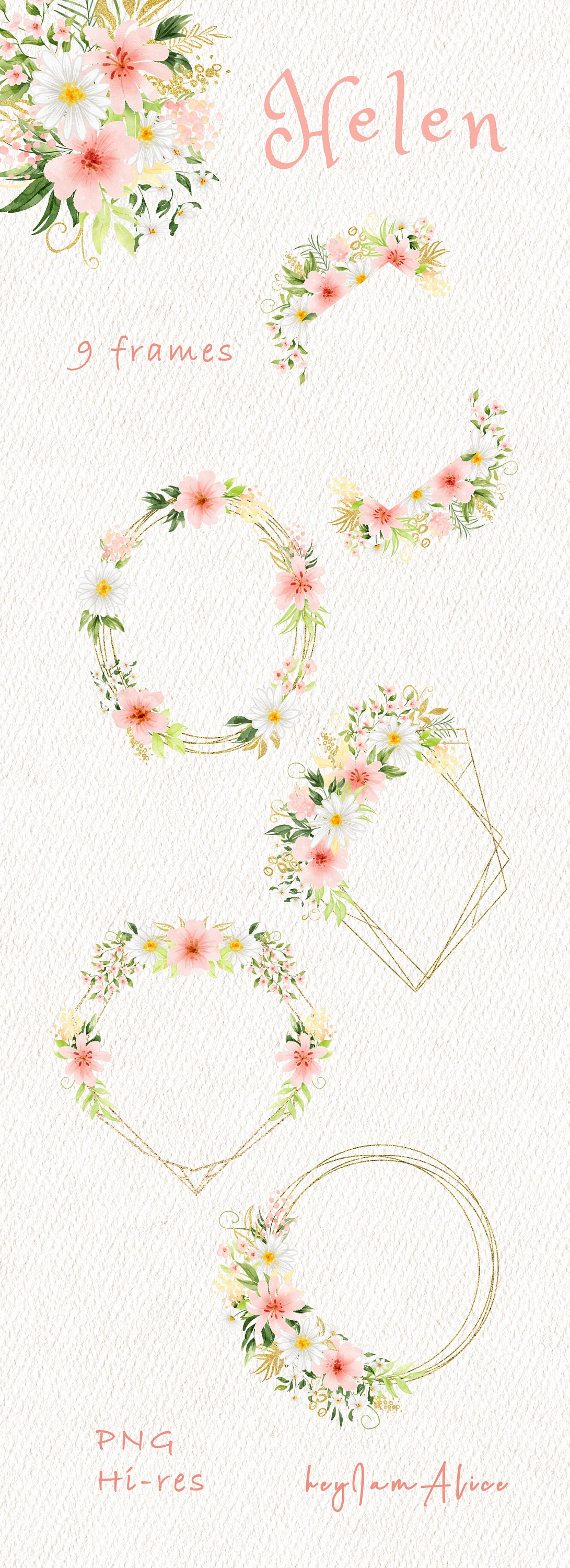 DAISY Floral Watercolor Clipart, White Pink Floral, FREE Commercial Use ...