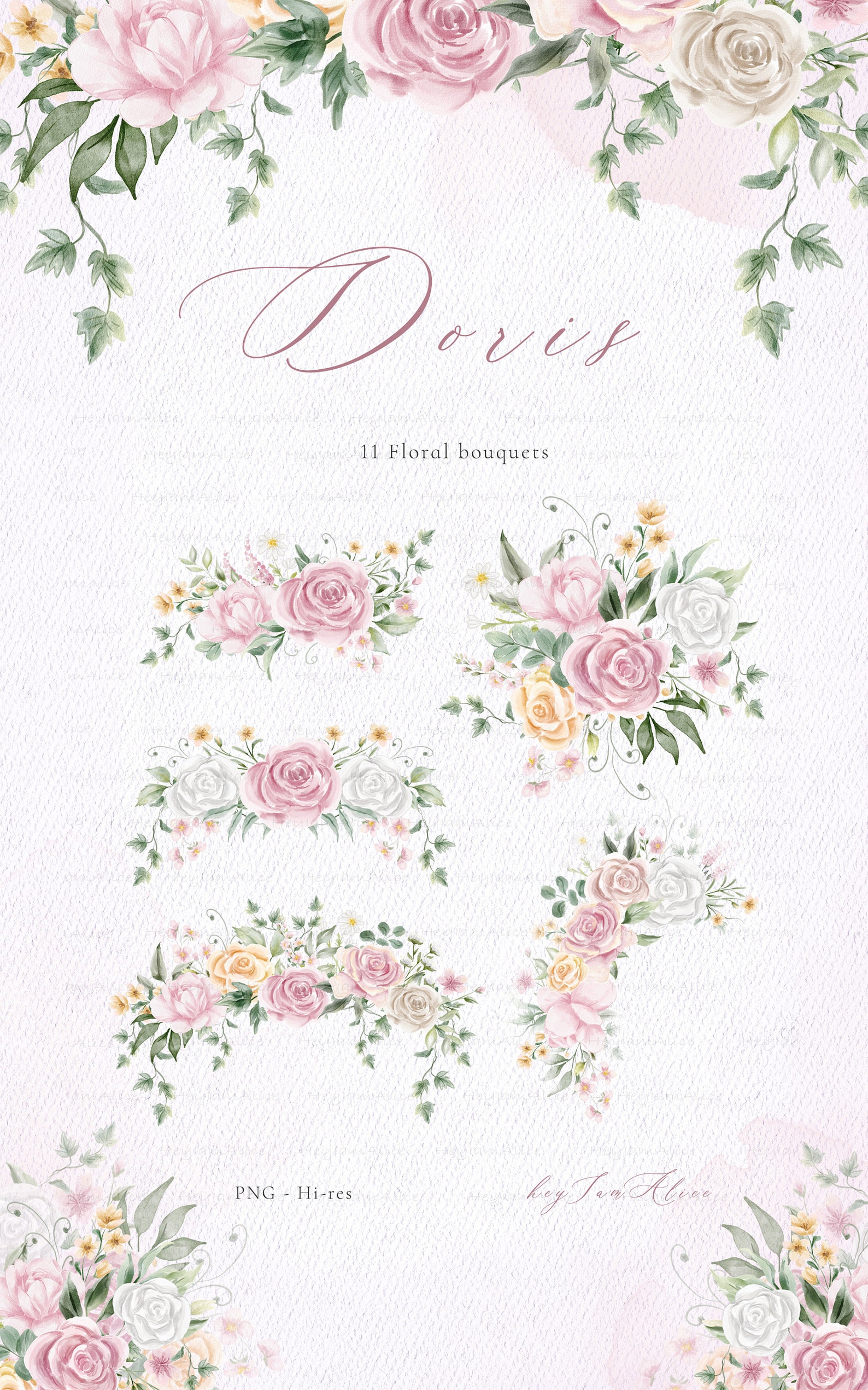 Pink Purple Flower Watercolor Clipart Soft Pink Floral PNG - Etsy