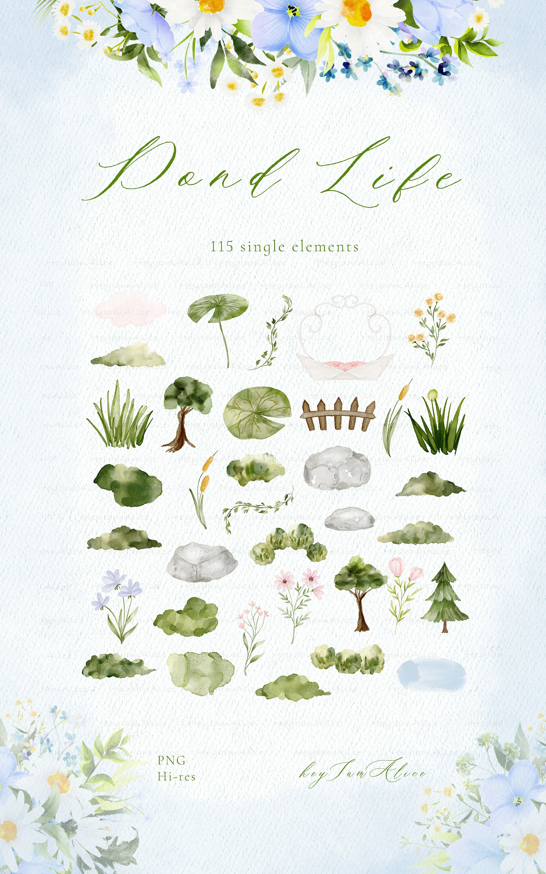 Pond Life Clipart Frog PNG Graphic Frog Princess PNG Duck - Etsy