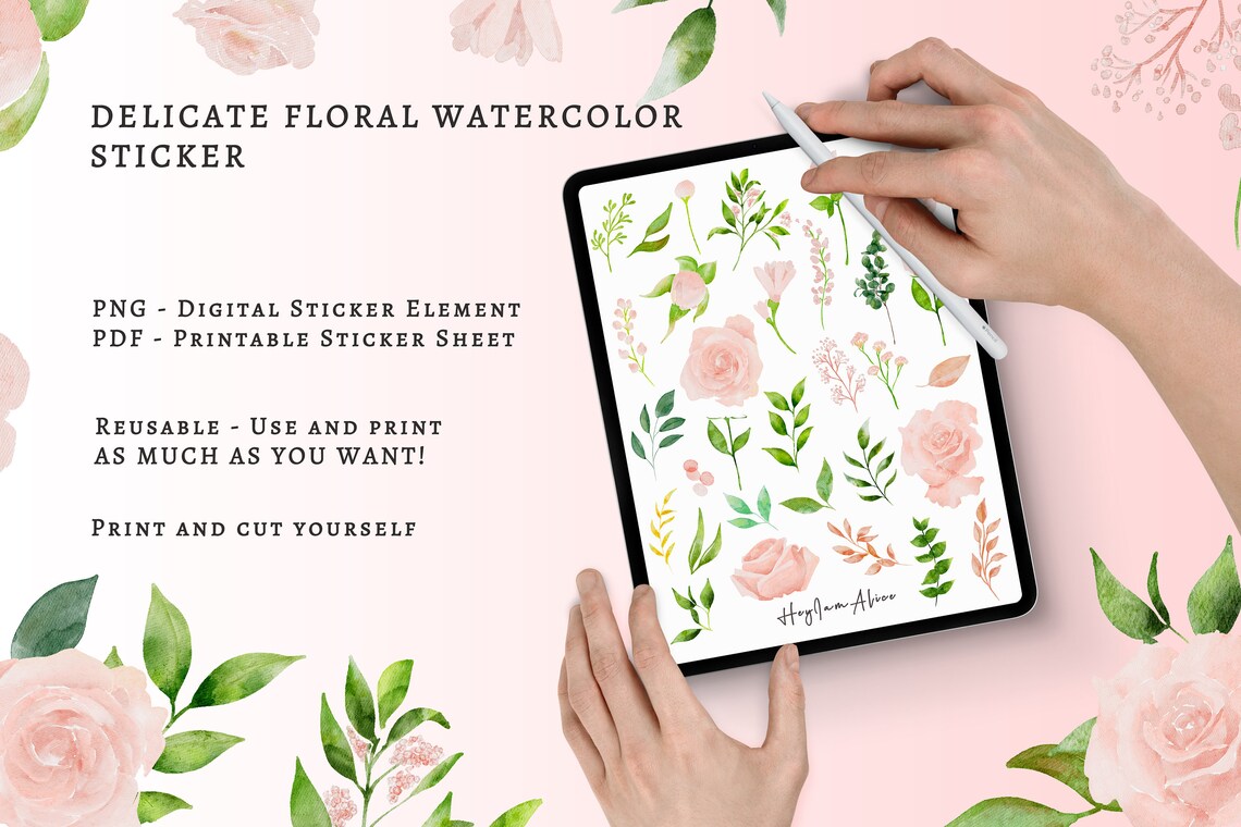 Pink Blush Digital Sticker Printable Sticker Sheet - Etsy