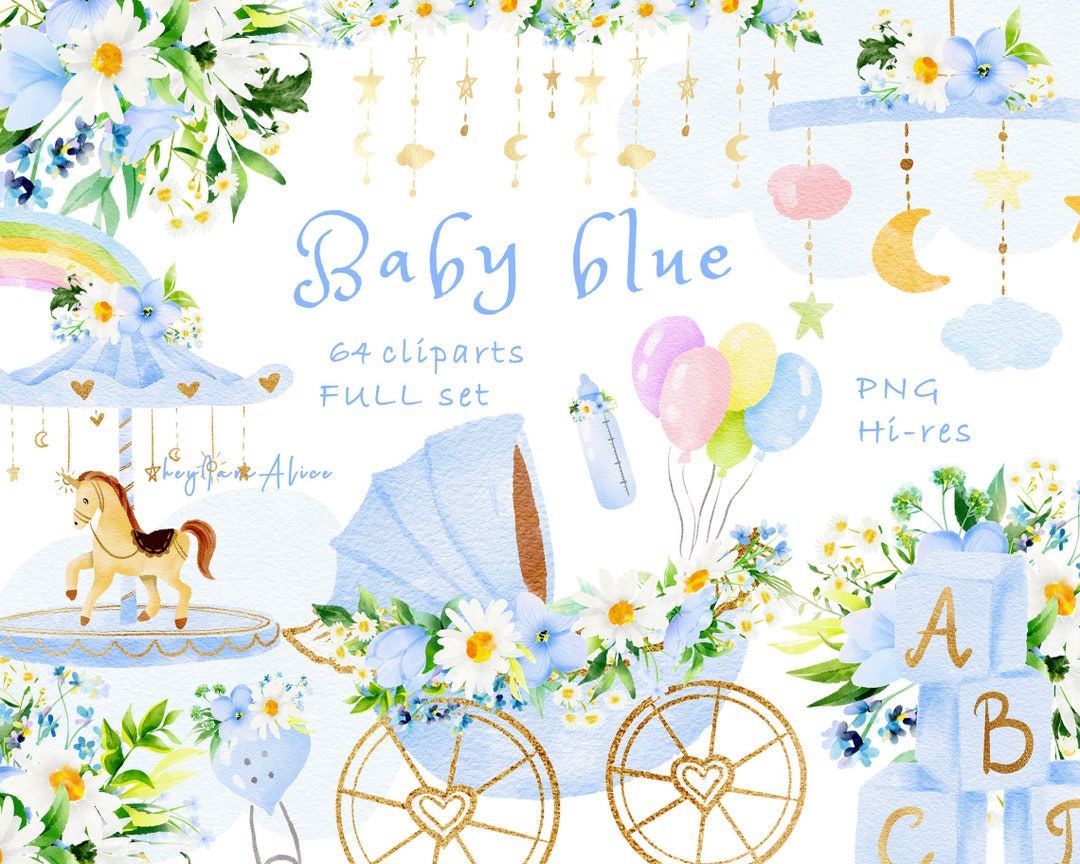 Baby Blue Clipart, Blue Watercolor Newborn PNG, FREE COMMERCIAL Use ...