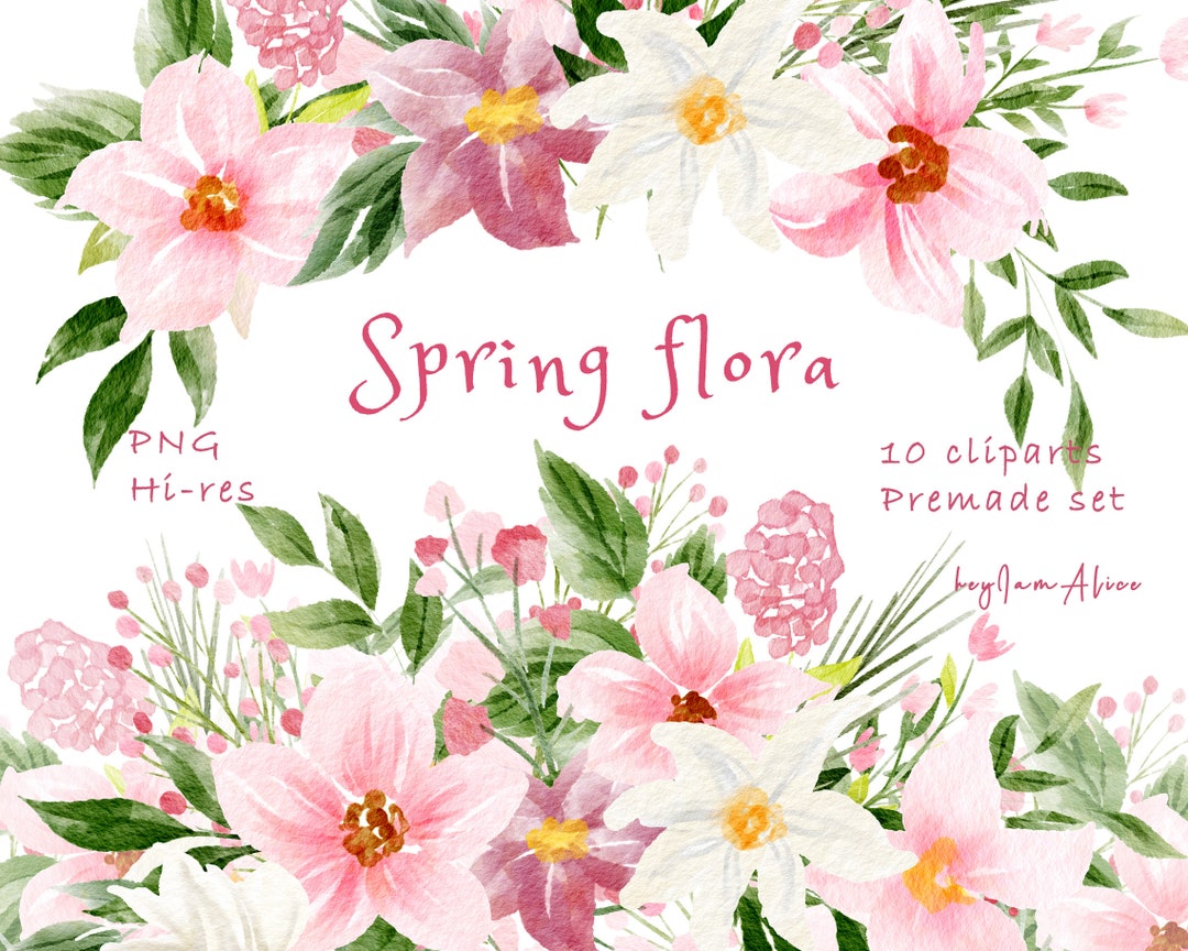 Pink Purple Flower Watercolor Clipart, Soft Pink Floral PNG, Free ...