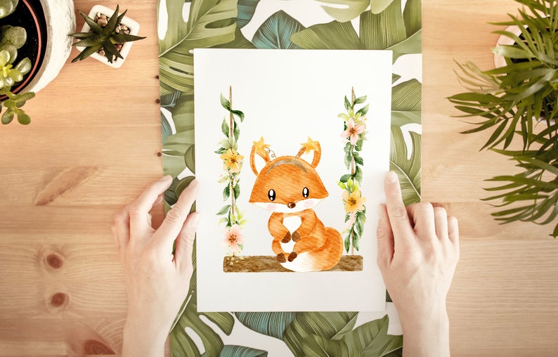 Baby Fox Watercolor Clipart Woodland Animal PNG FREE | Etsy