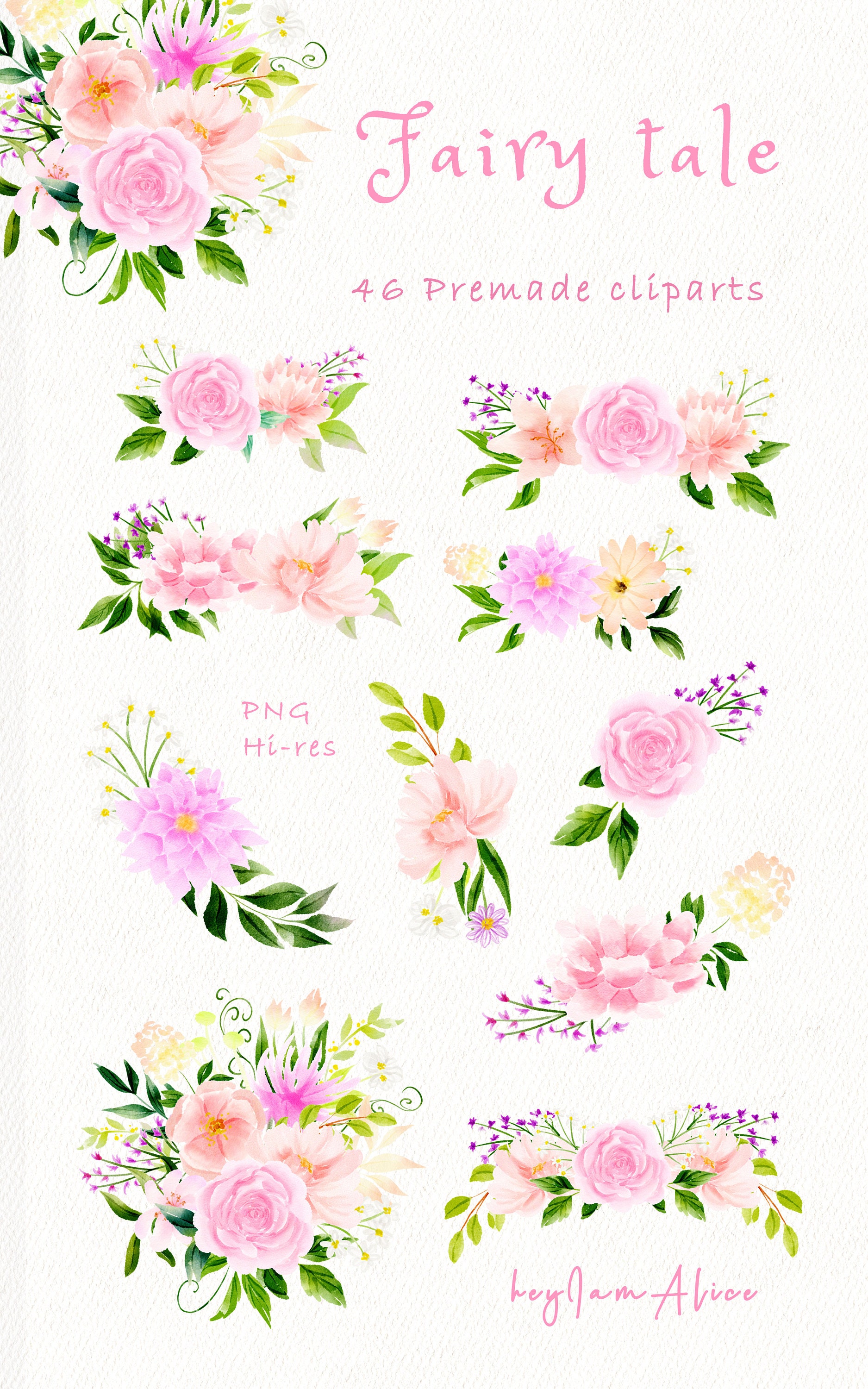 Fairy tale watercolor clipart princess clipart magic | Etsy