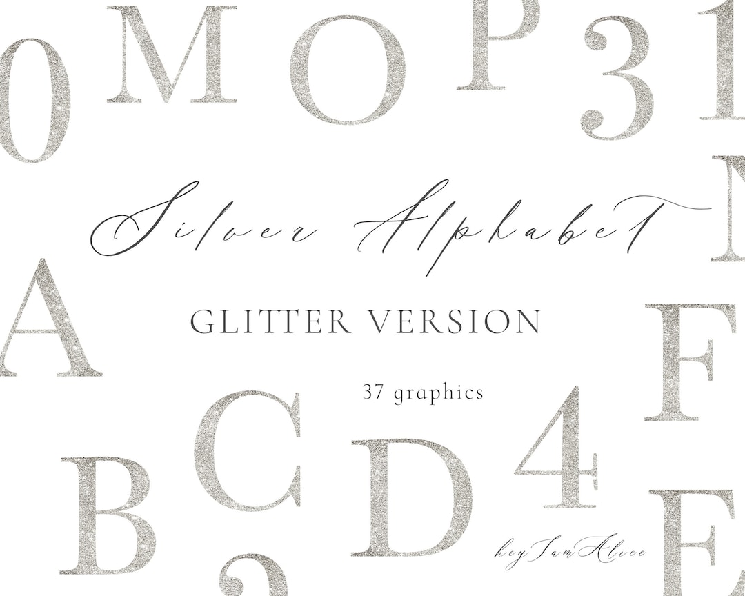 Silver Glitter Alphabet Letter, Number, Symbol, Metallic PNG, Gold ...