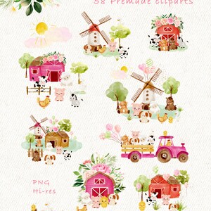 Farm Animal Watercolor Clipart, Farm Baby Nursery, Cute Farm Graphic ...