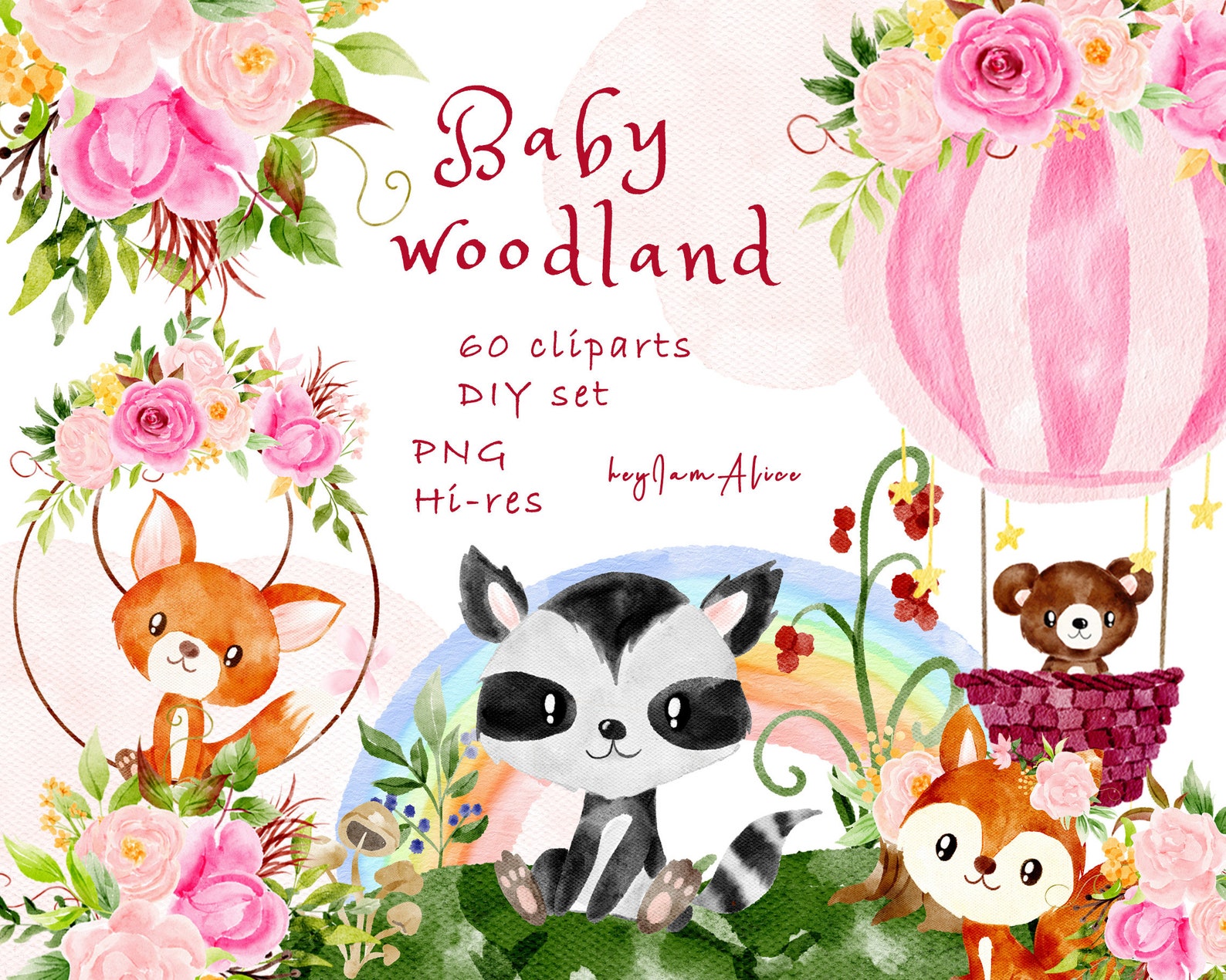 Baby Woodland Animal Clipart Watercolor Little Animal Free - Etsy