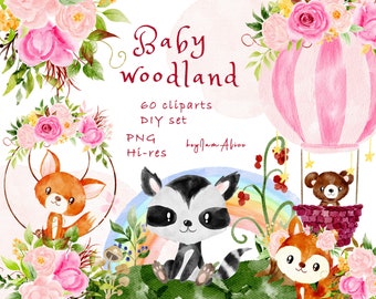 Baby Fox Watercolor Clipart Woodland Animal PNG FREE | Etsy