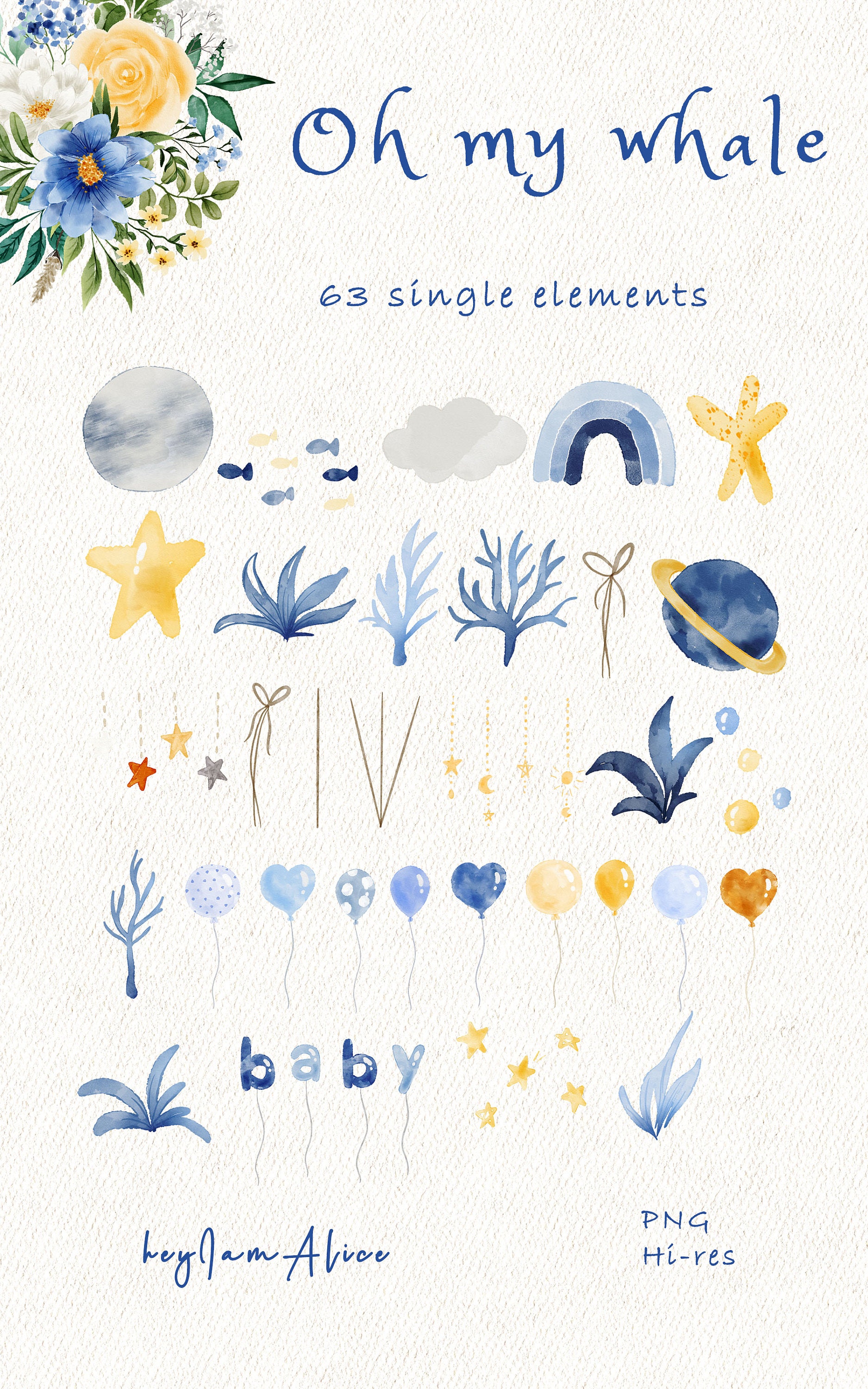 Whale clipart watercolor ocean graphic cute sea animal PNG | Etsy