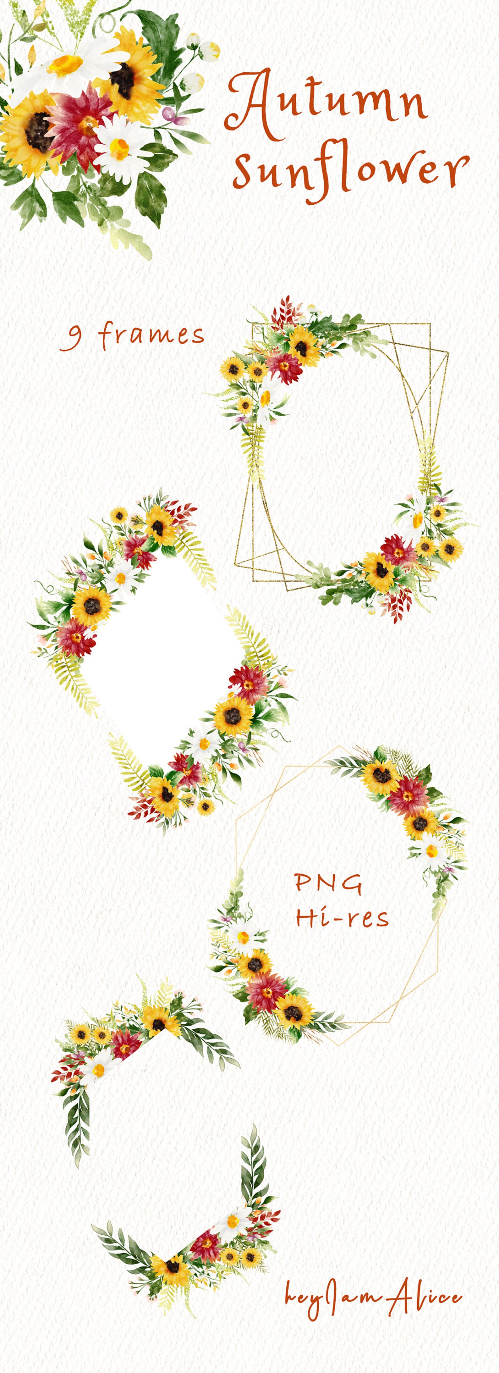 Sunflower Watercolor Clipart, FREE Commercial Use, Greenery Clipart ...