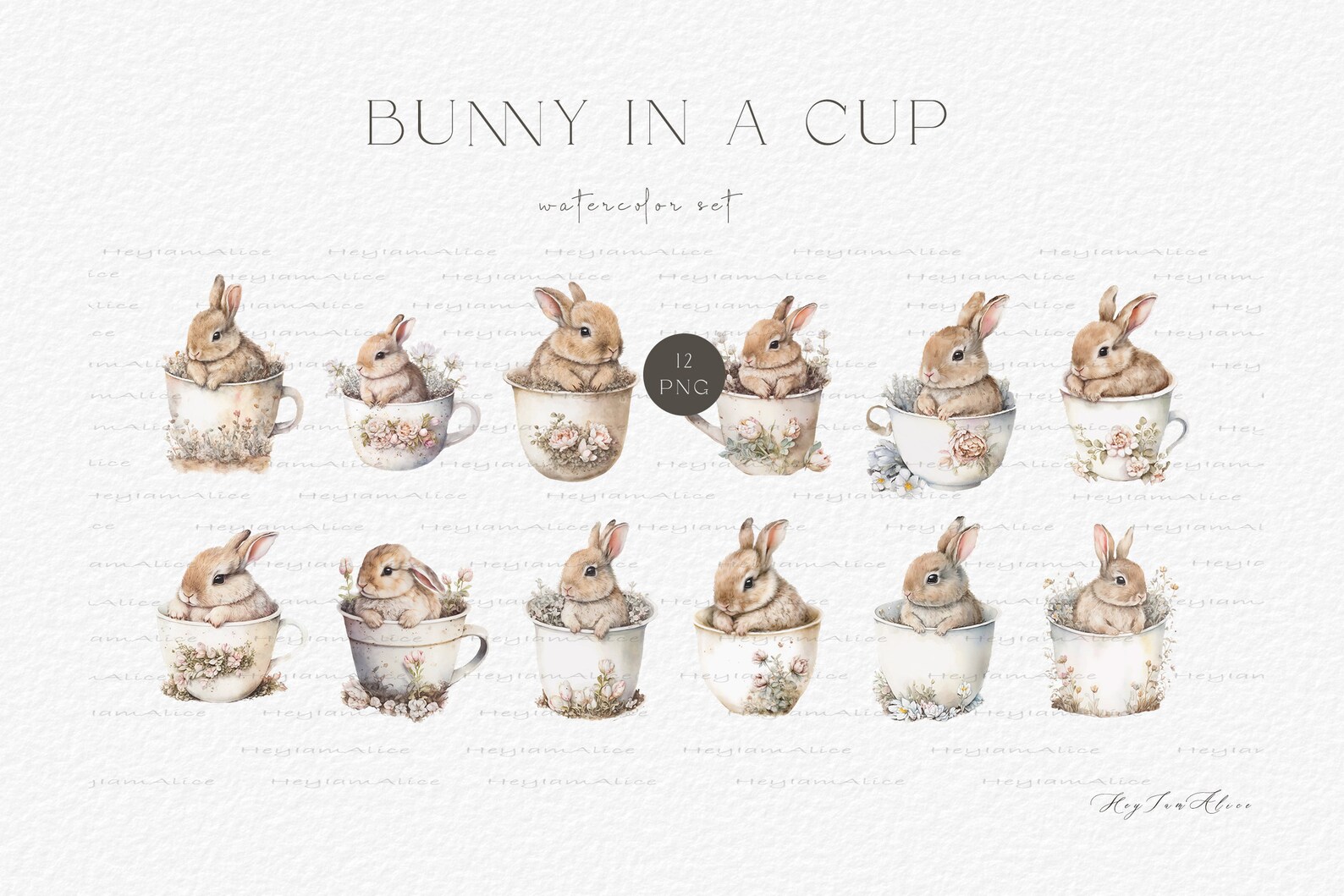 Baby Bunny Clipart, Pink Watercolor Rabbit, Sublimation Png, Woodland ...