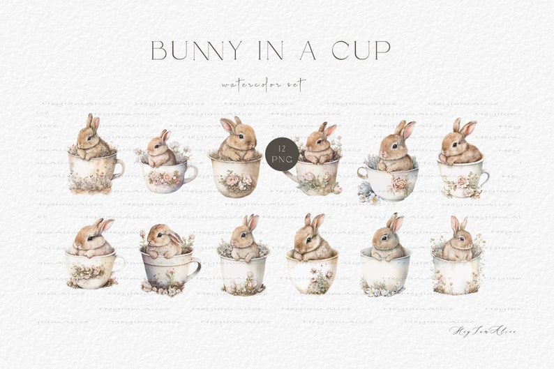 Baby Bunny Clipart, Pink Watercolor Rabbit, Sublimation Png, Woodland ...