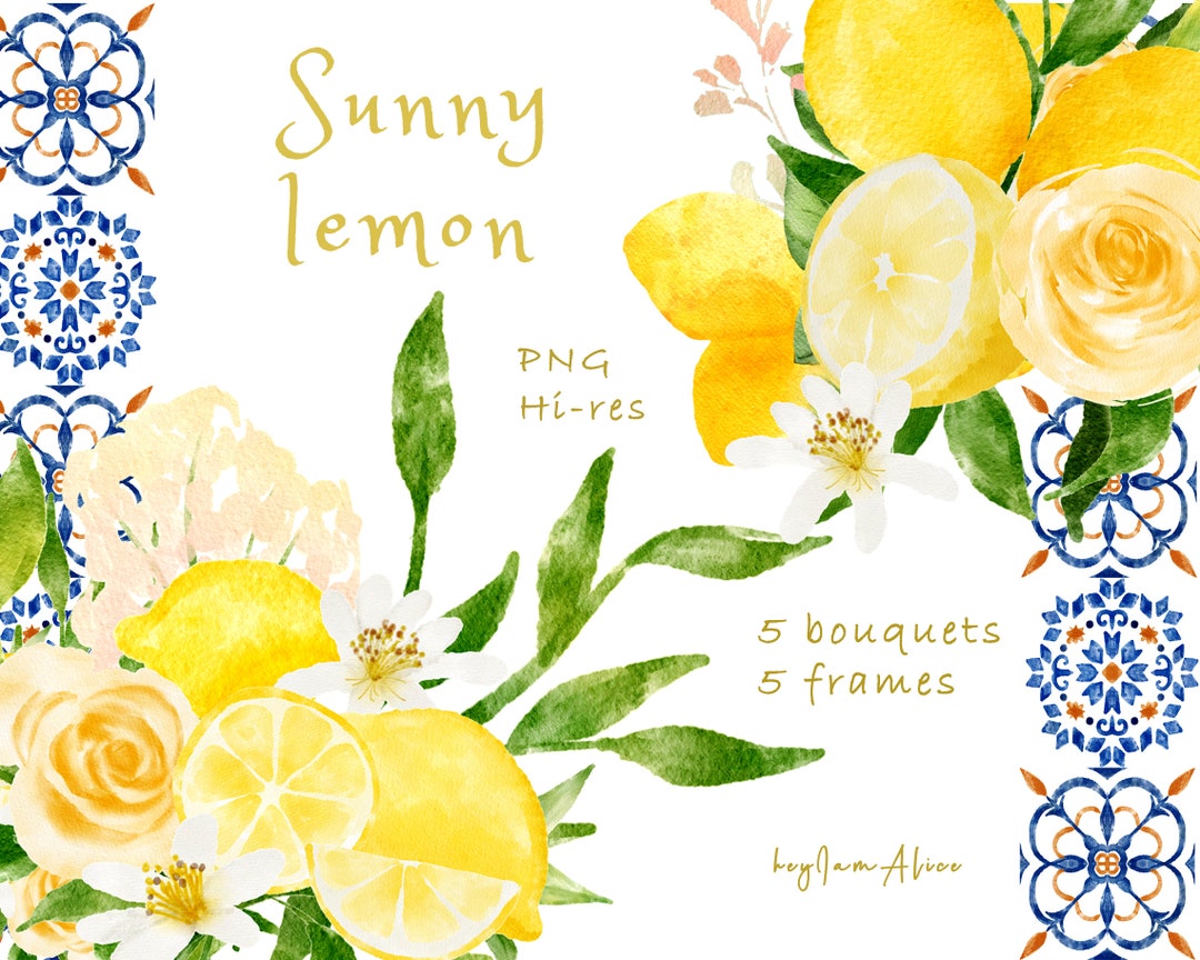 Watercolor Lemon Clipart, Yellow Green Fruit Citrus Lemon Clipart, FREE ...