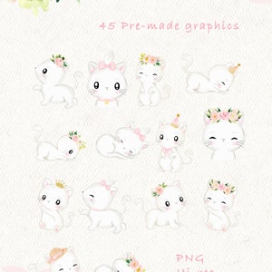 Baby Cat Watercolor Clipart, Kitten Graphic PNG, Cute Cat, Little ...