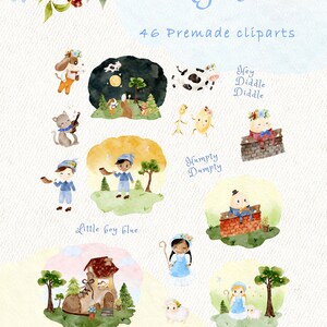 Nursery Rhymes Watercolor Clipart, Mother Goose PNG, Baby Graphics PNG ...