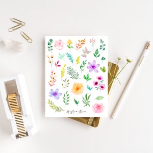 April Flower Digital Sticker, PRINTABLE Sticker Sheet, Watercolor ...