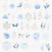 Blue Floral Watercolour Clipart Winter Flower PNG Blue Snow - Etsy
