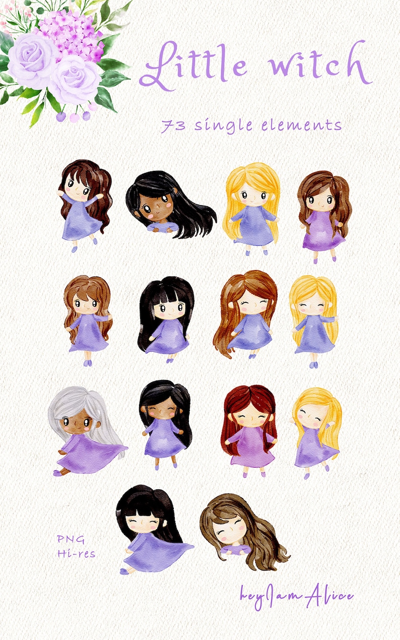 Witch Clipart Halloween Digital PNG Witch and Wizard - Etsy