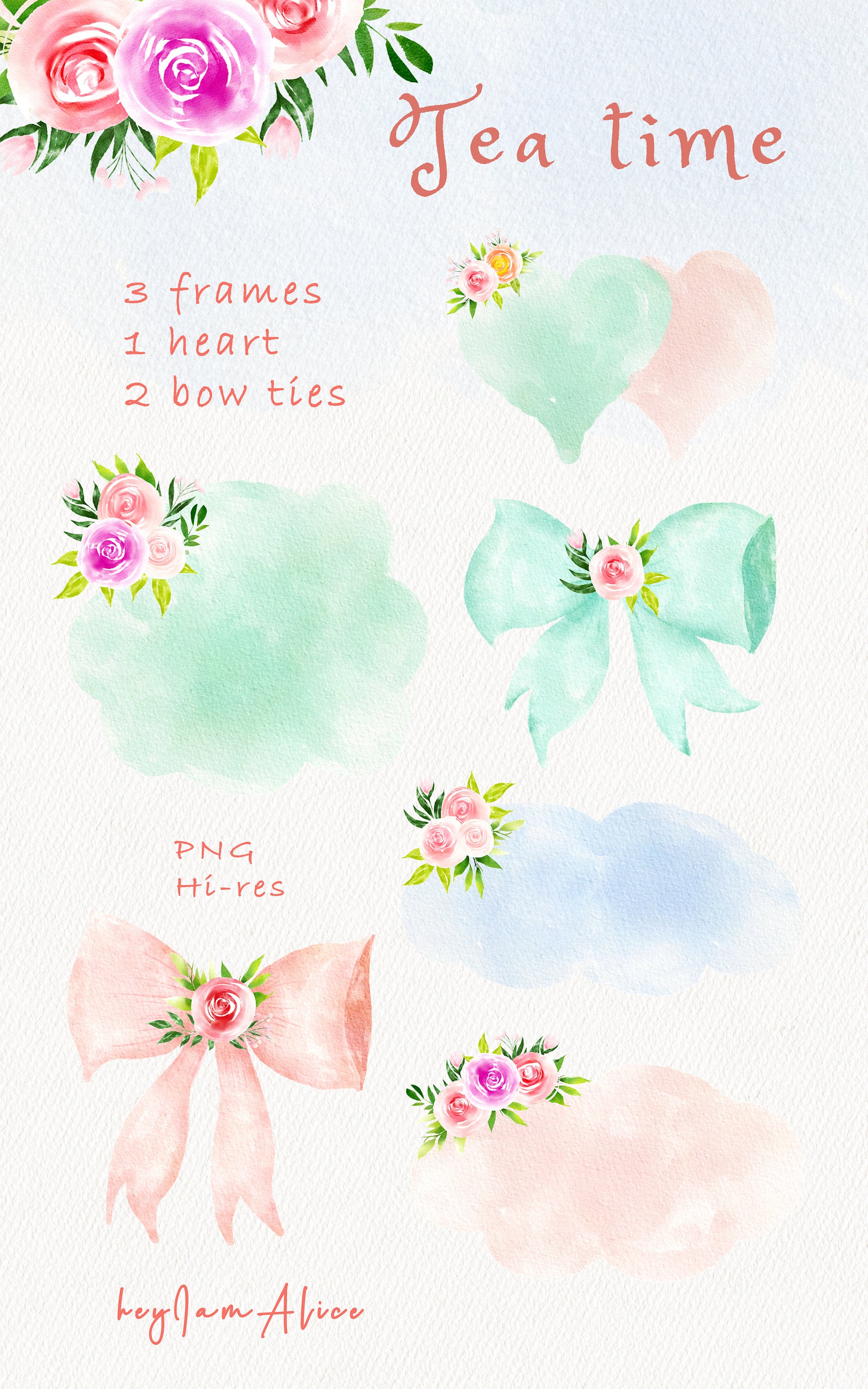 Tea Time Watercolor Clipart FREE COMMERCIAL Use Tea Party | Etsy
