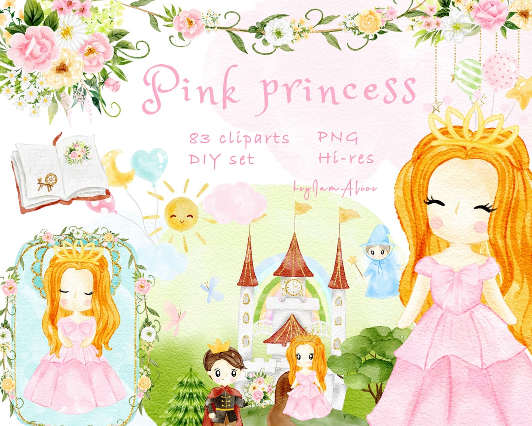 Princess and Prince Watercolour Clipart, Fairy Tale Graphic, Carriage ...
