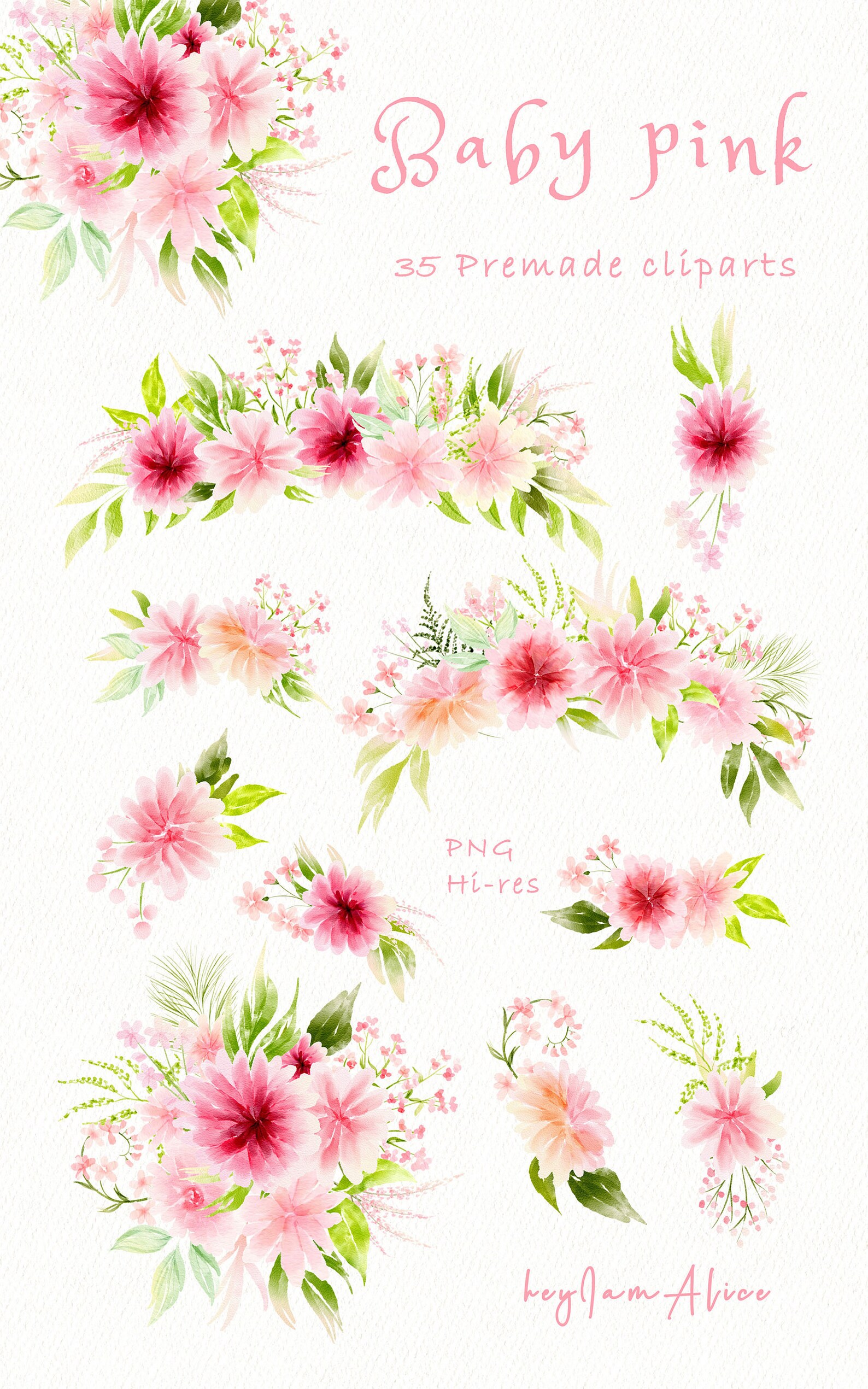Baby Girl Pink Clipart Pink Watercolor Newborn PNG FREE - Etsy