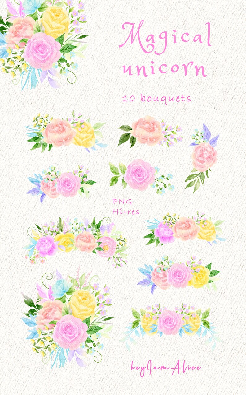 Unicorn Watercolor Clipart Rainbow Clipart Magical Unicorn - Etsy