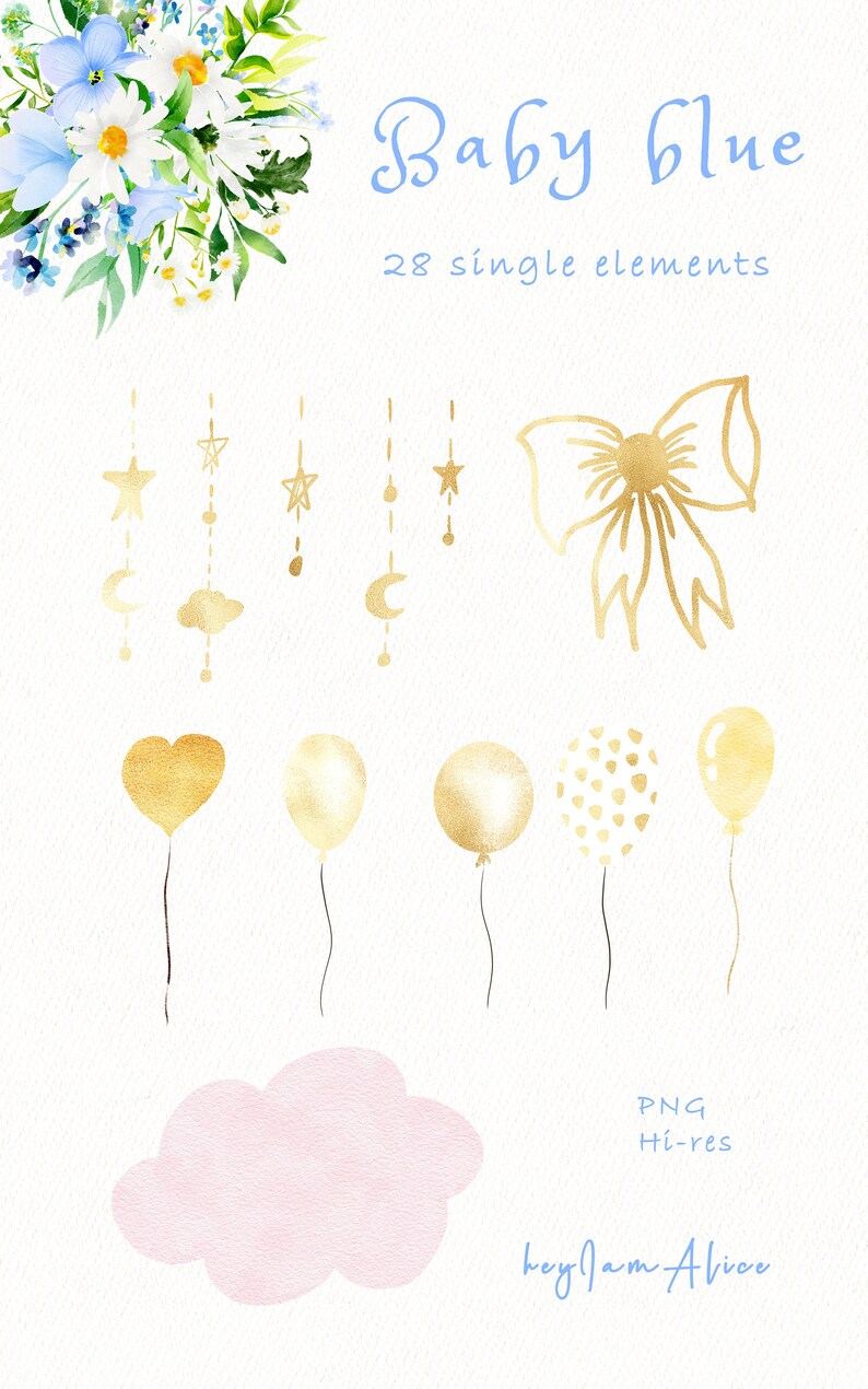 Baby Blue Clipart, Blue Watercolor Newborn PNG, FREE COMMERCIAL Use ...