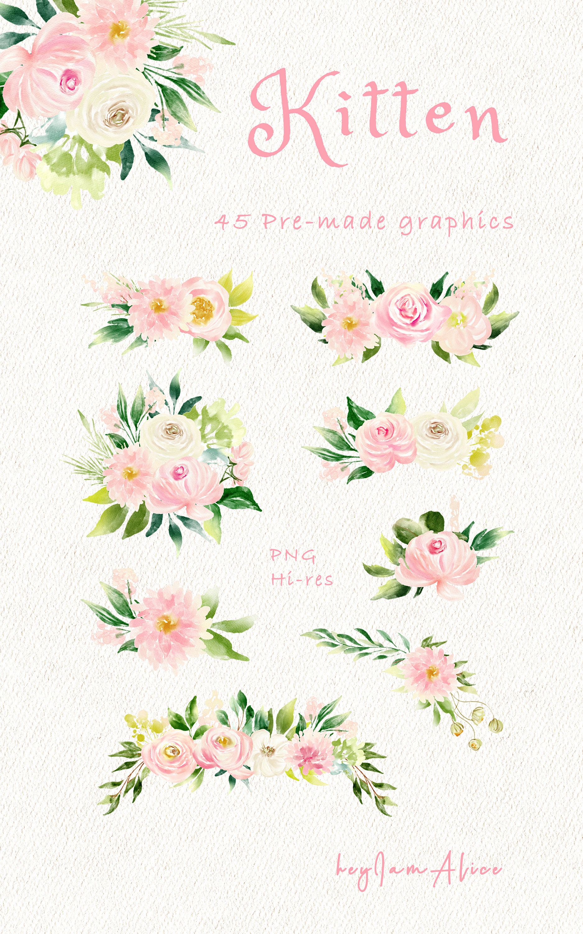 Baby Cat Watercolor Clipart Kitten Graphic PNG Cute Cat | Etsy