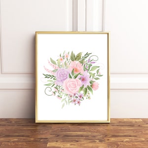 Pink Purple Flower Watercolor Clipart, Soft Pink Floral PNG, Wedding ...