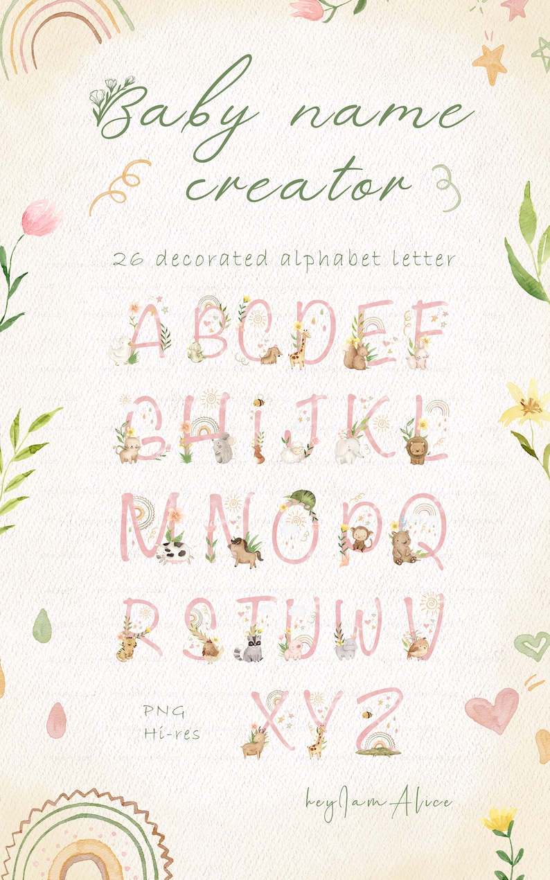 Baby Alphabet Letter Clipart Custom Name Creator Nursery - Etsy