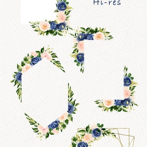 Navy Blush Flower Watercolor Clipart, FREE COMMERCIAL Use, Pink Floral ...