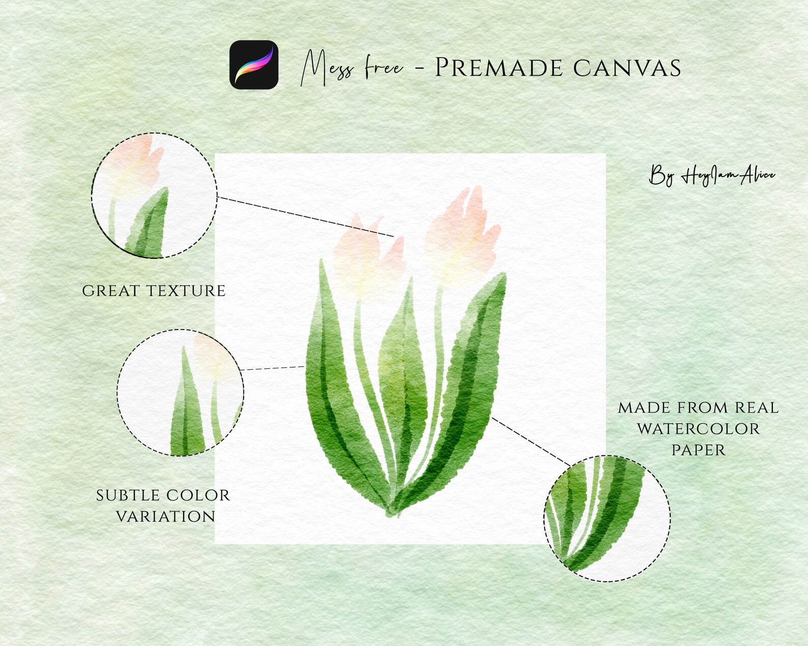 Realistic Procreate Watercolor Paper Canvas, JENNIE Paper, Watercolor ...