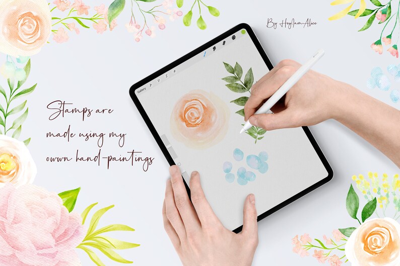 100 Realistic Watercolor Stamp Procreate Brush FREE | Etsy