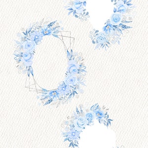 Blue Floral Watercolour Clipart, Winter Flower PNG, Blue Snow Clipart ...