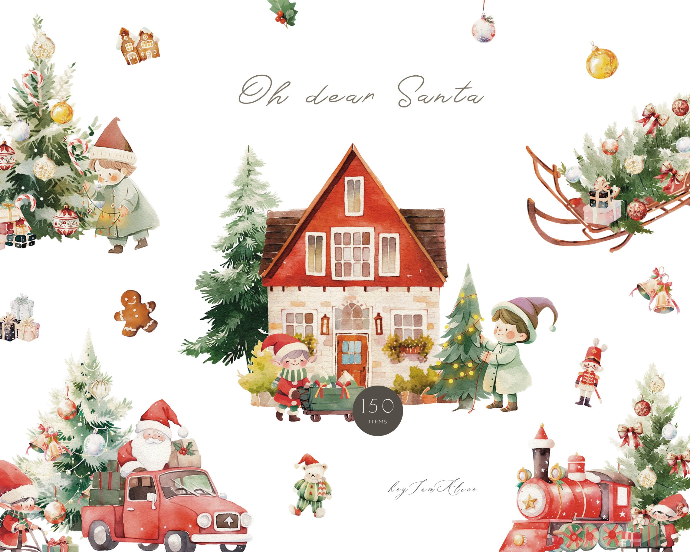 Christmas Clipart, Cozy Home Clipart, Watercolour Merry X-mas Clipart ...
