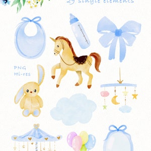 Baby Blue Clipart, Blue Watercolor Newborn PNG, FREE COMMERCIAL Use ...