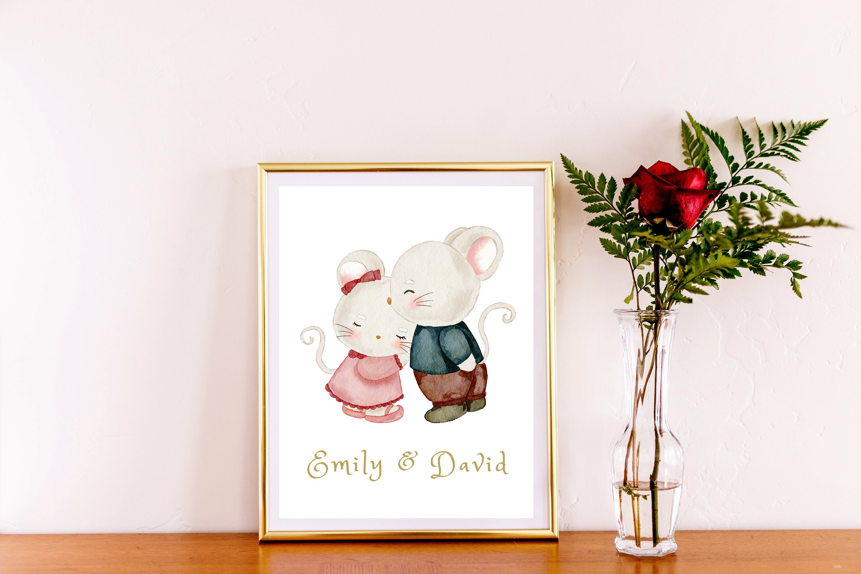 Valentine Watercolor Clipart PNG Animal Couple Graphic PNG | Etsy