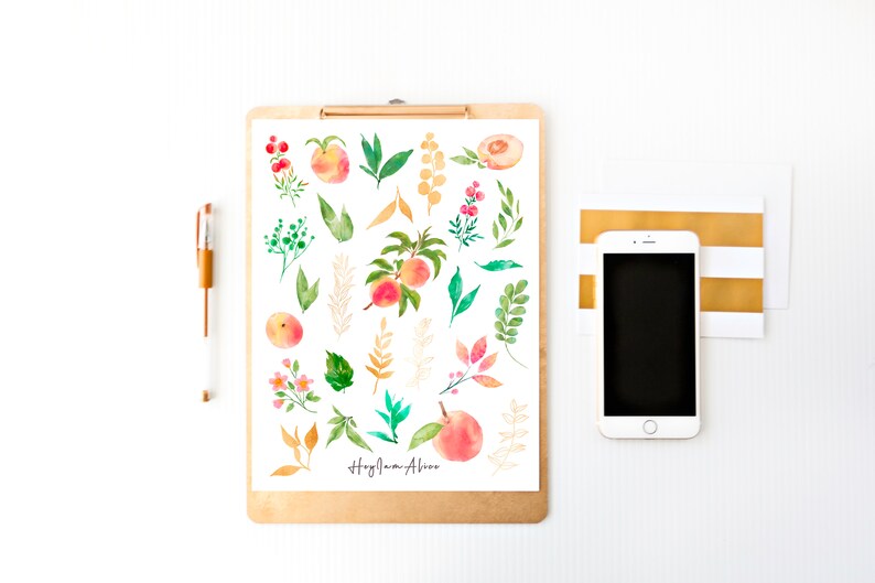 Golden Peach Digital Sticker Printable Sticker Sheet - Etsy