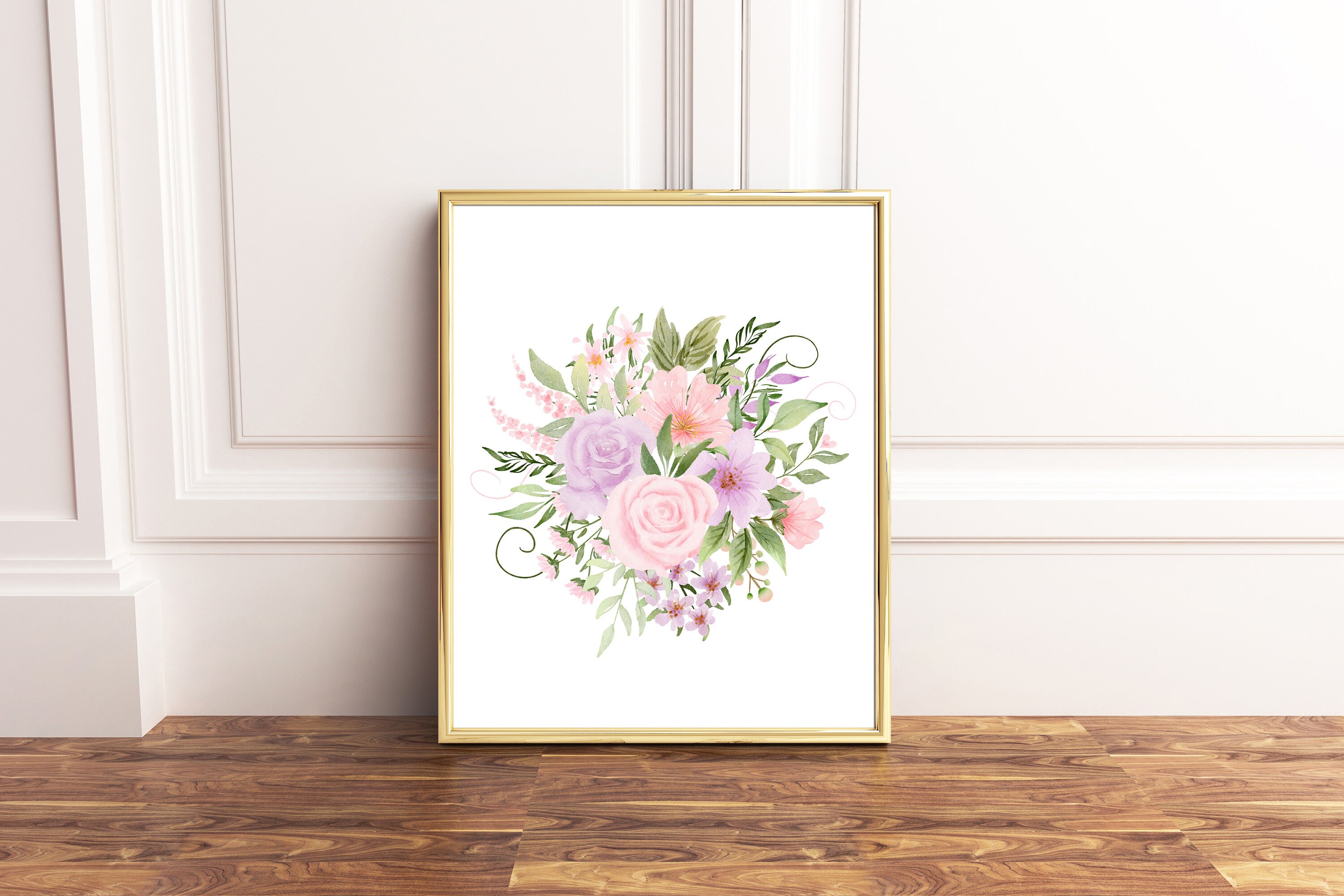 Pink Purple Flower Watercolor Clipart, Soft Pink Floral PNG, Wedding ...