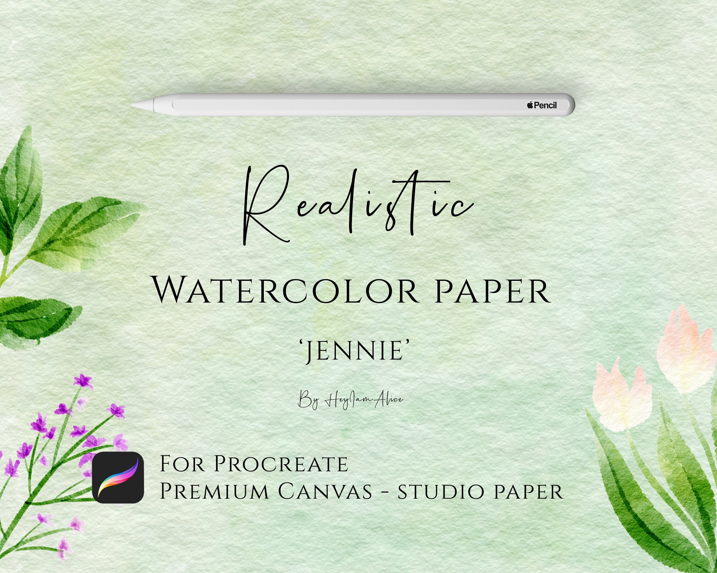 Realistic Procreate Watercolor Paper Canvas, JENNIE Paper, Watercolor ...