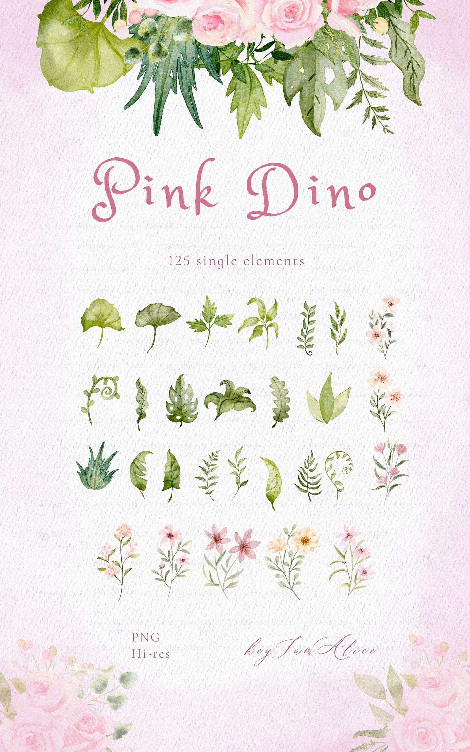 Baby Pink Dinosaurs Watercolour Clipart Cute Girl Dinosaurs - Etsy