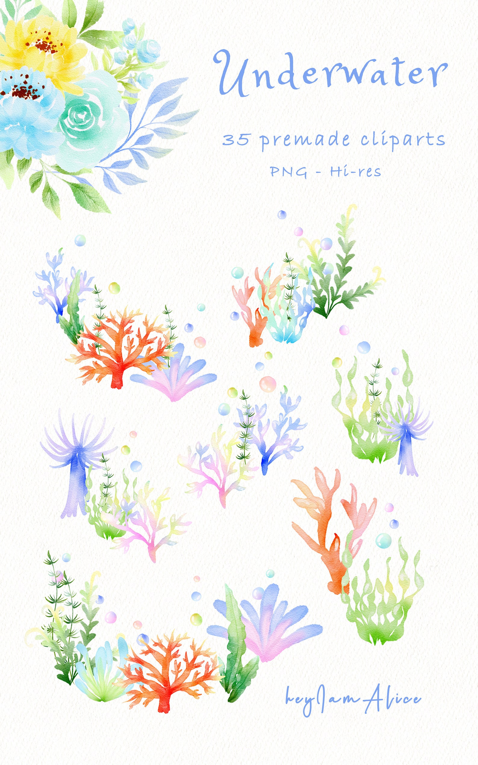 Underwater Clipart Watercolor Sea Animal Clipart FREE | Etsy