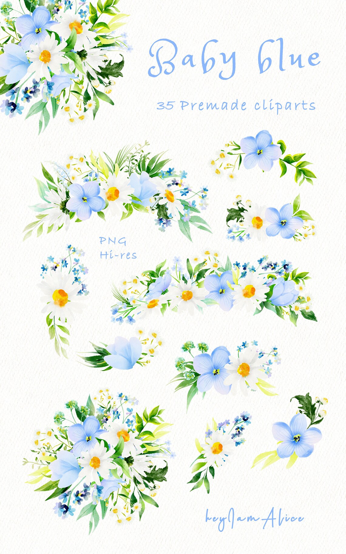 Baby Blue Clipart, Blue Watercolor Newborn PNG, FREE COMMERCIAL Use ...