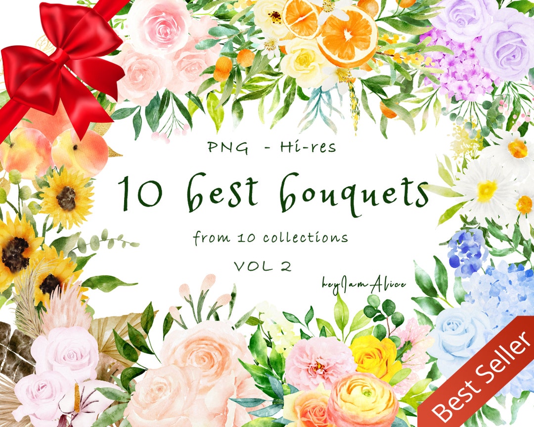 Flower Bouquet Watercolor Clipart, FREE COMMERCIAL Use, Floral Bouquet ...